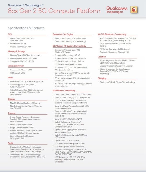 Snapdragon 8cx Gen 2 發佈，性能媲美 10代 i5 還支援 5G - Qooah